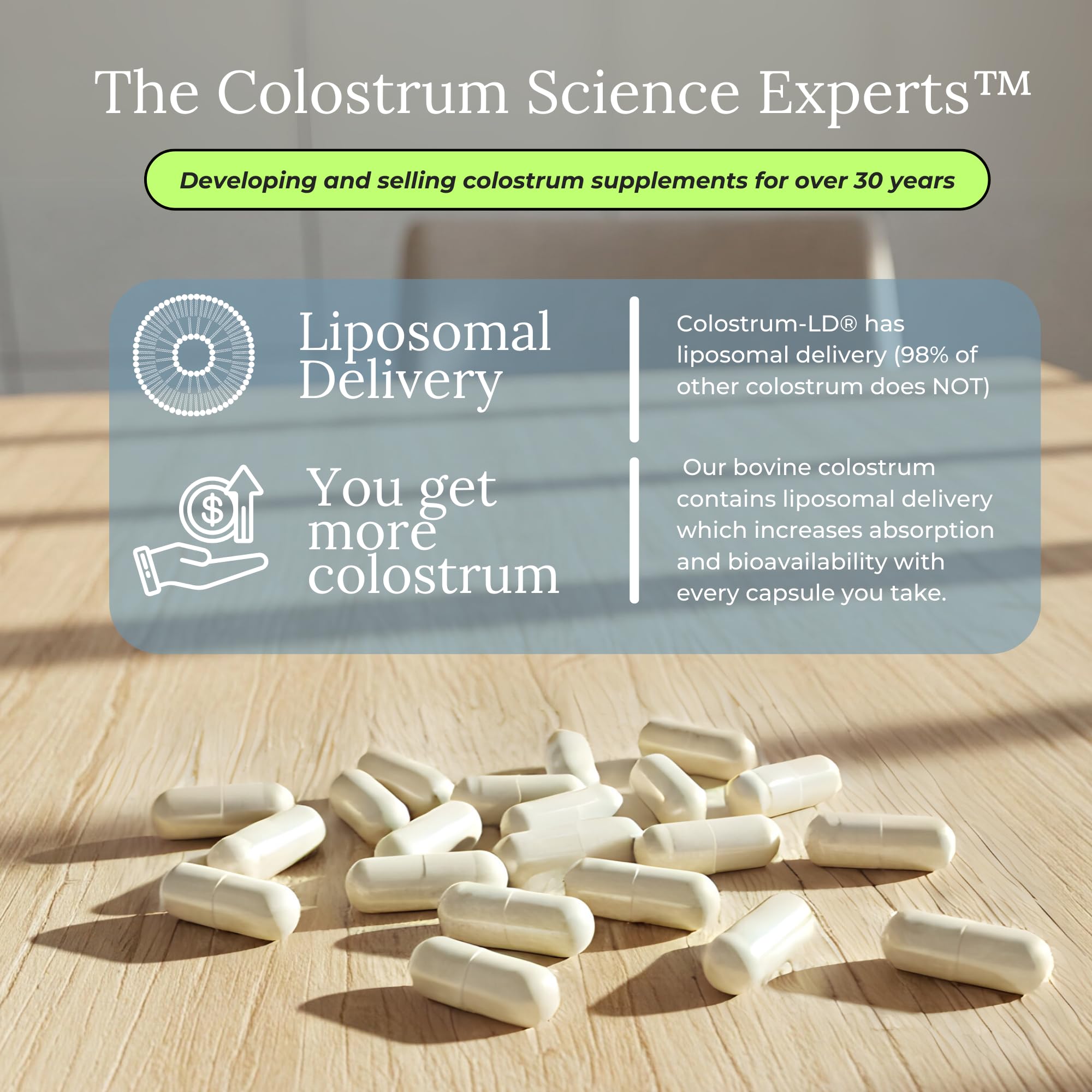 Gut health support with colostrum capsules