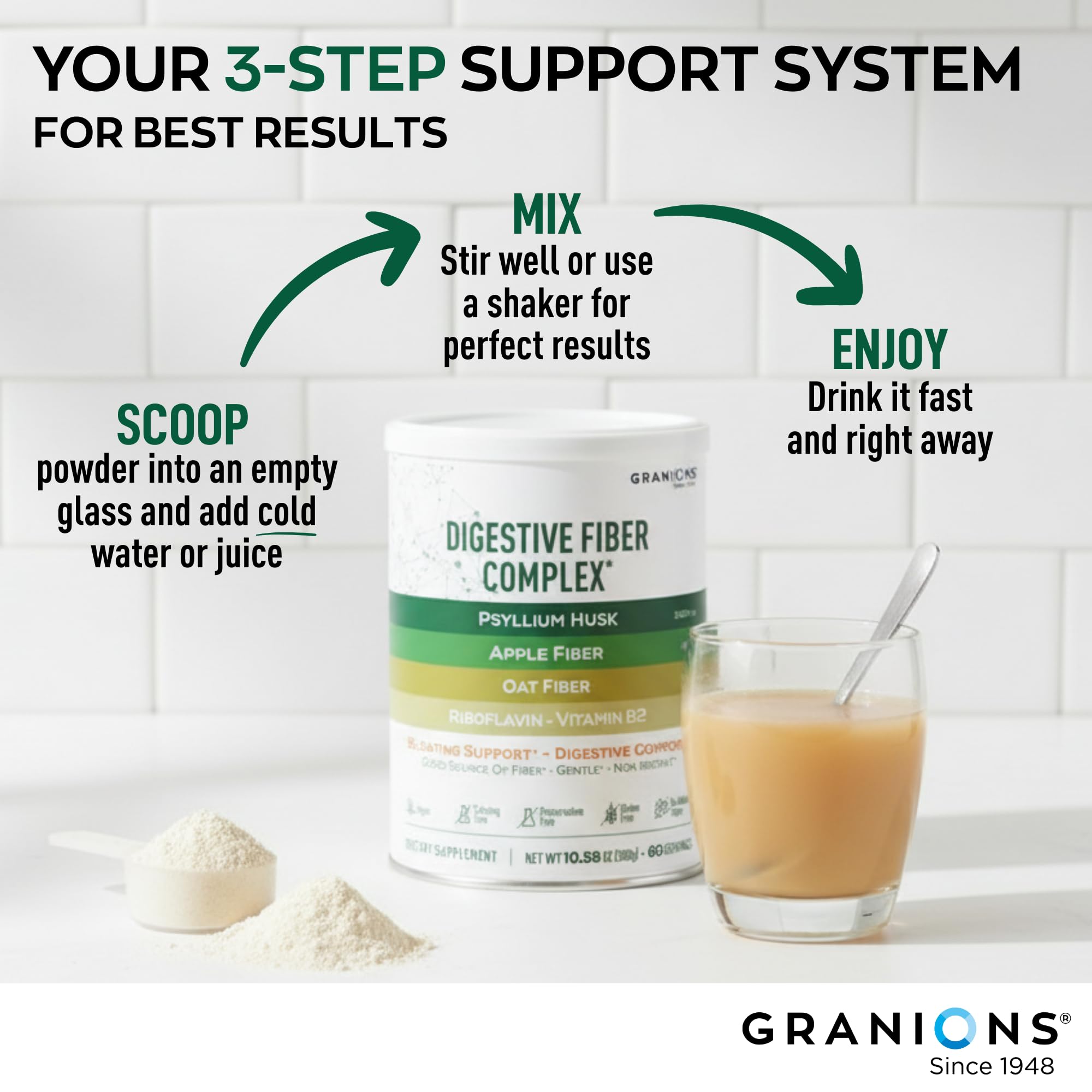 Gut health support with psyllium fiber