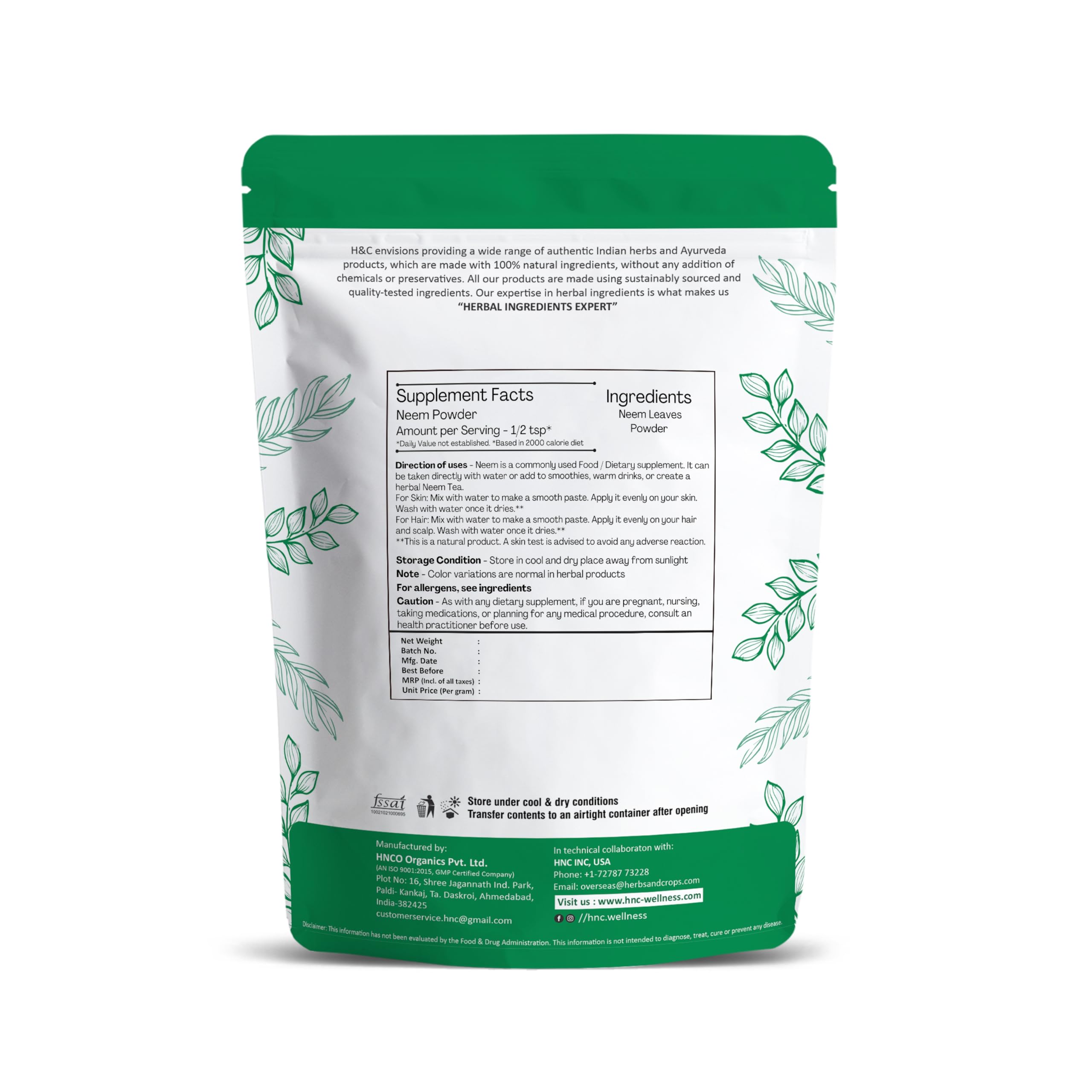 H&C neem leaves powder