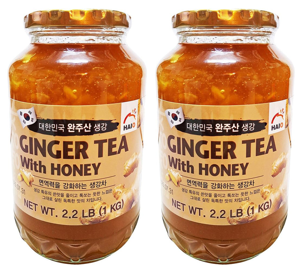 Haio ginger tea with honey jars