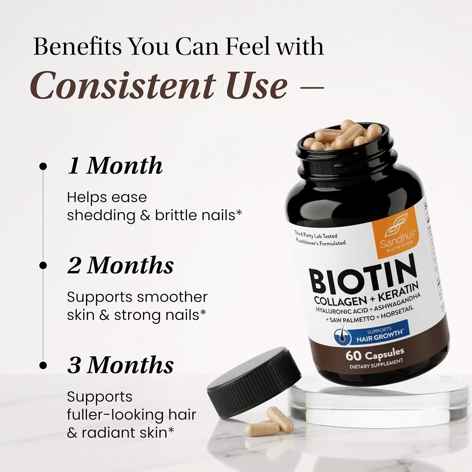 Hair growth support with biotin