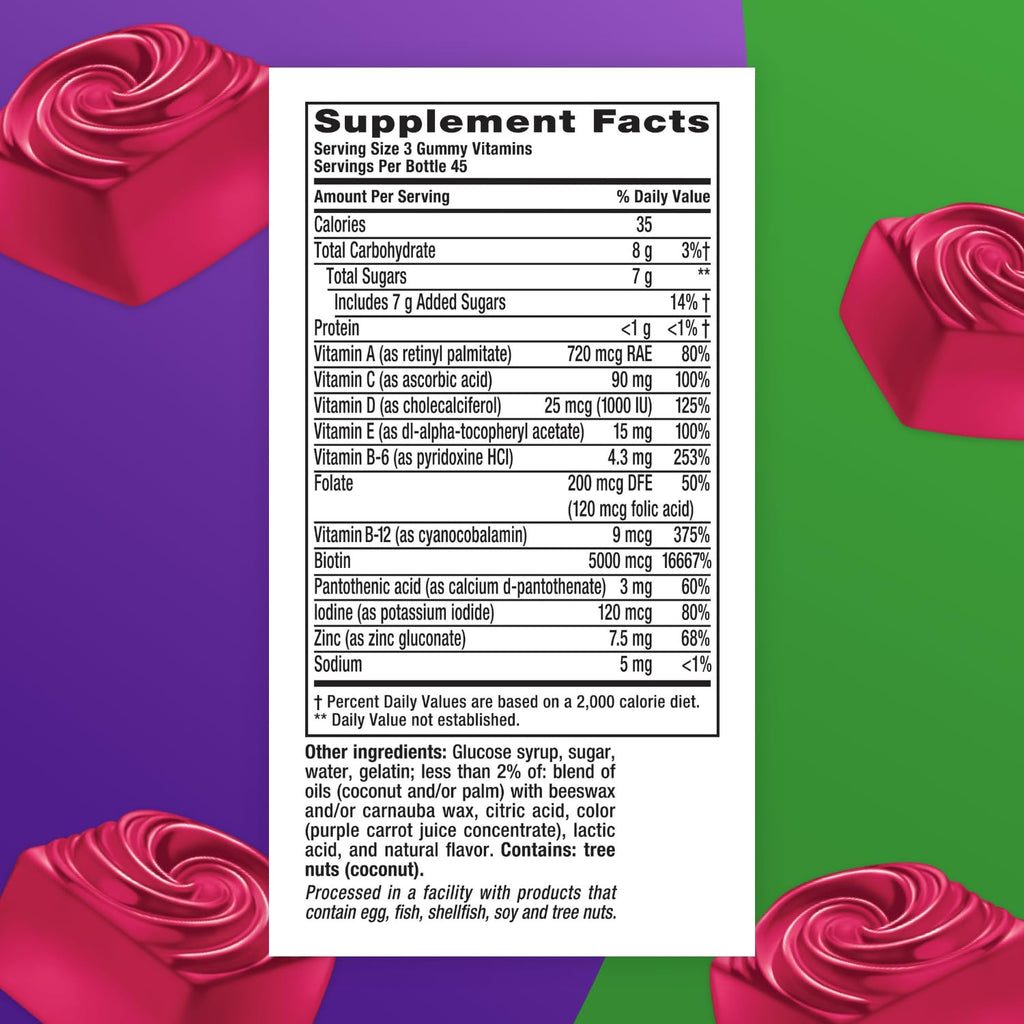 Hair skin and nails support gummies