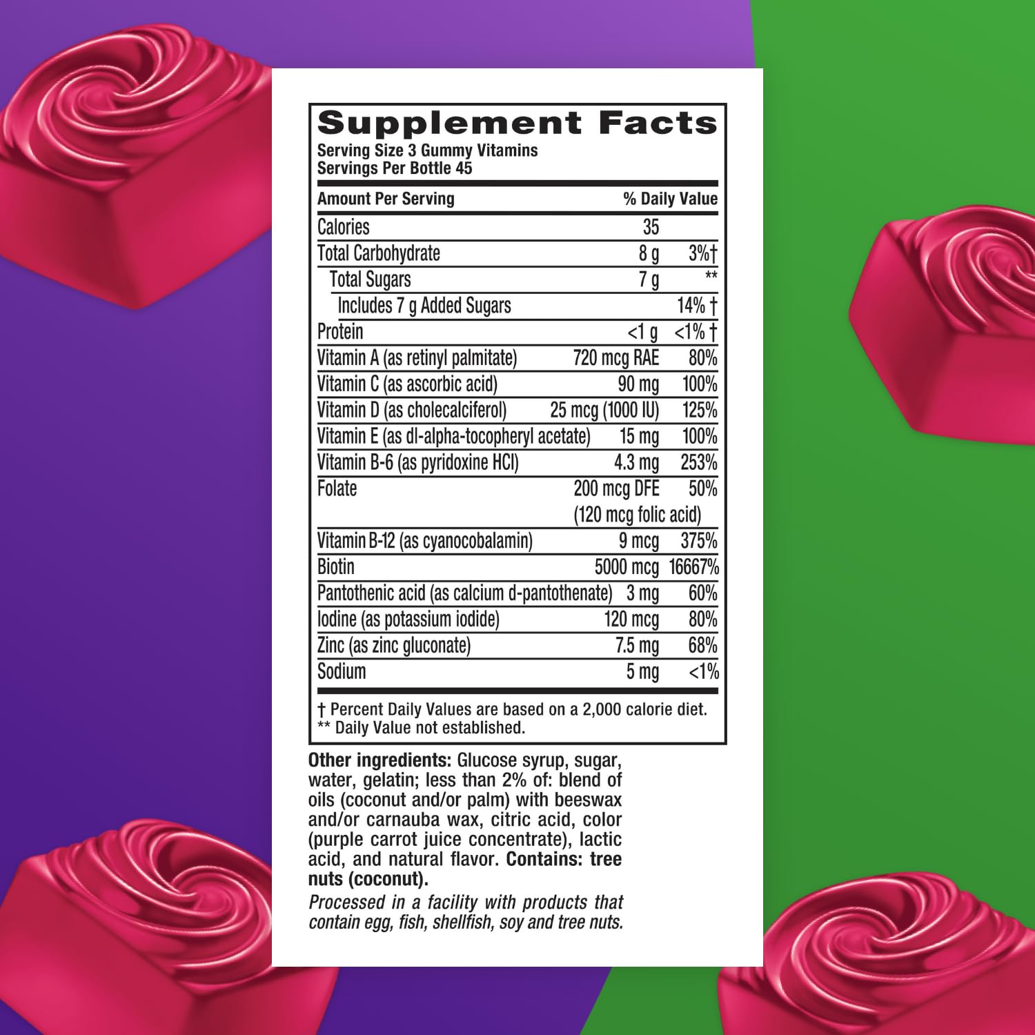 Hair skin and nails support gummies