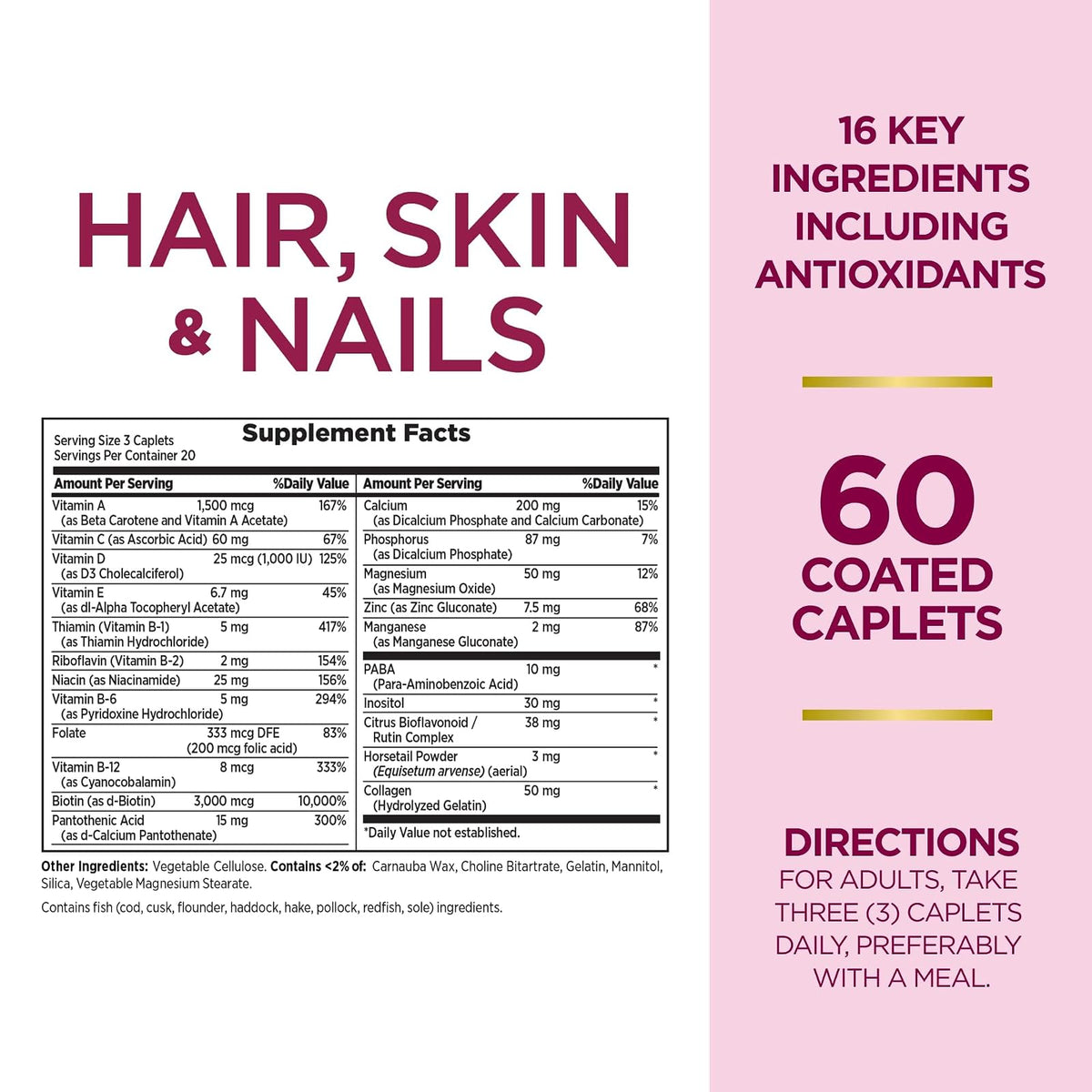 Hair, skin and nails support supplement