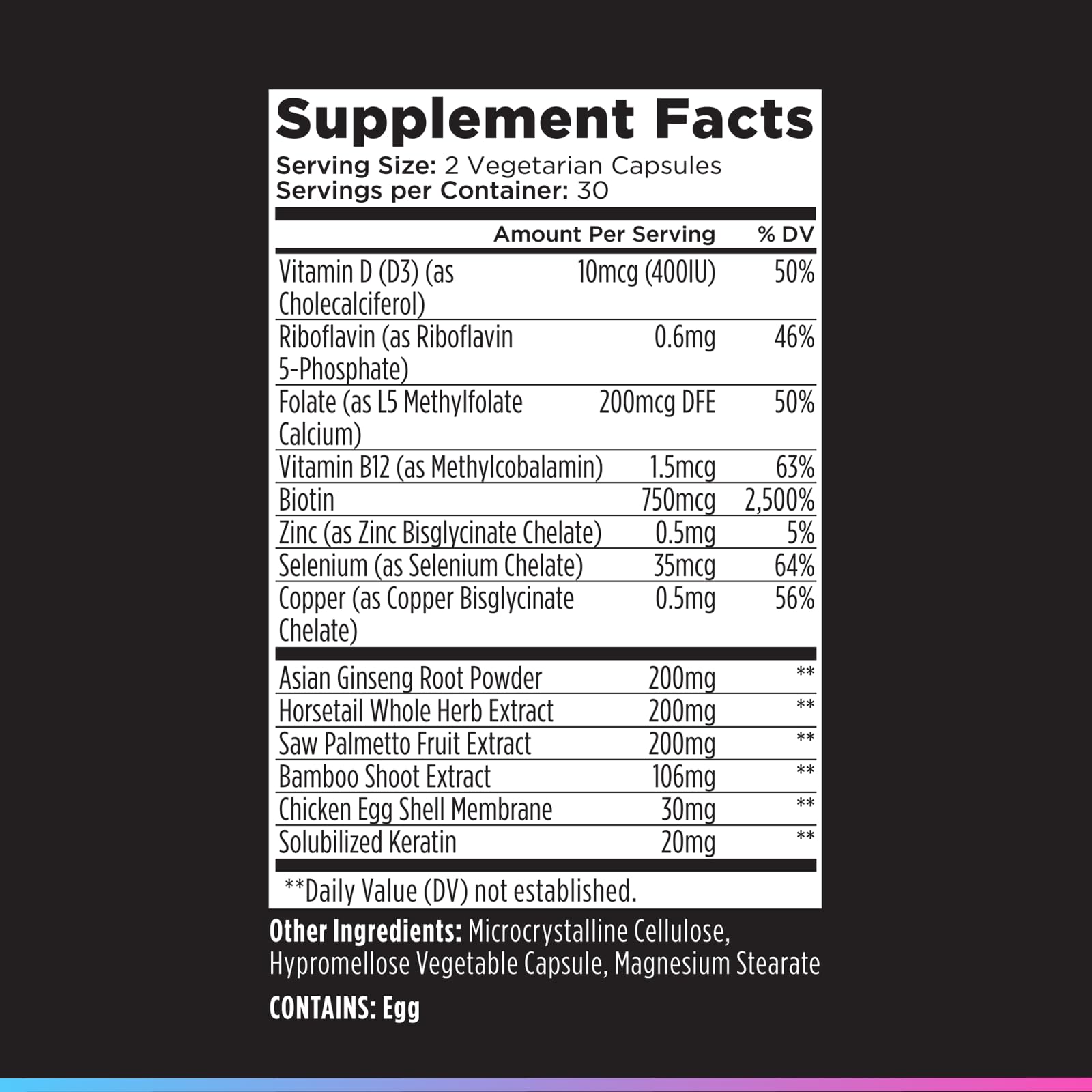 Hair vitamins with biotin for shine