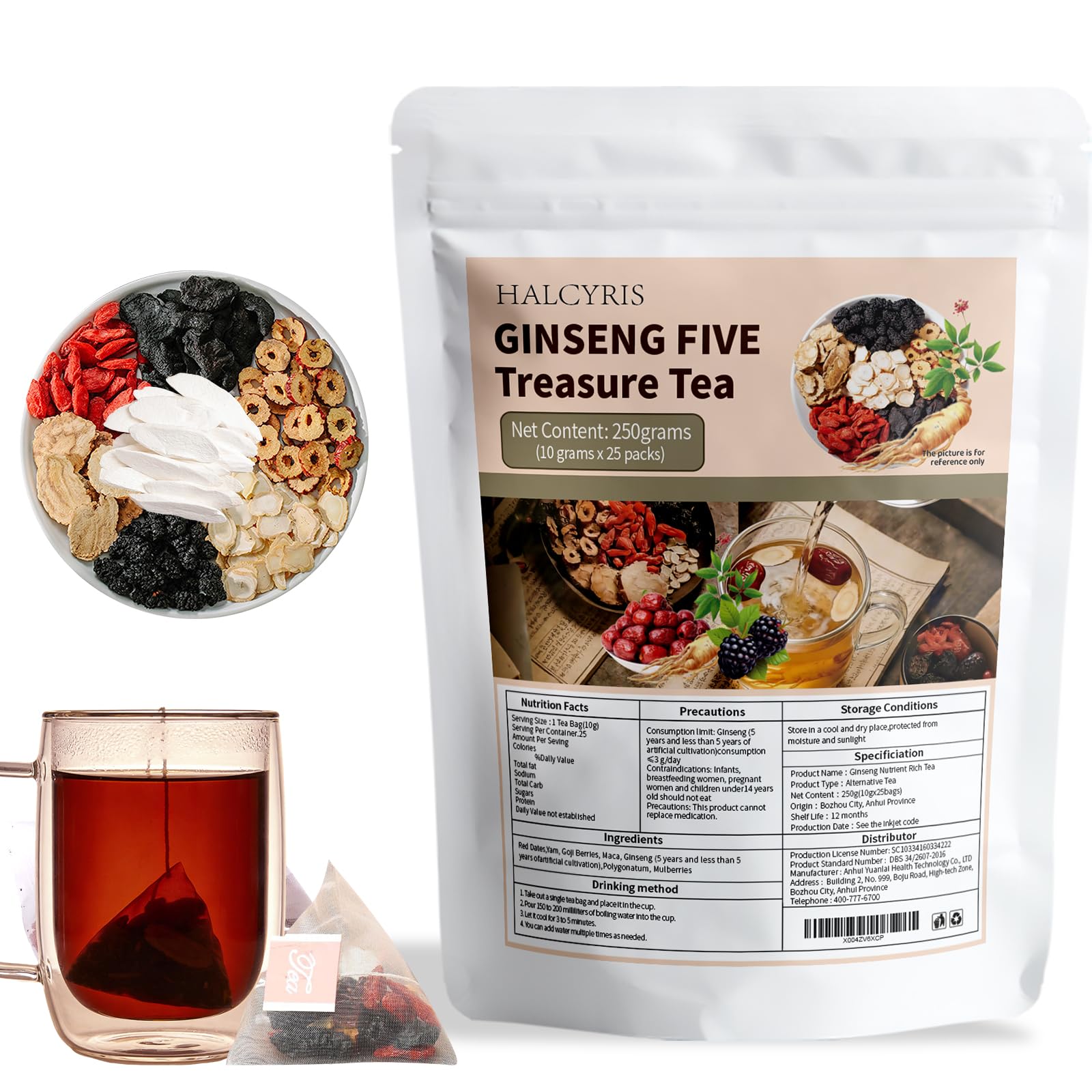 Halcyris ginseng herbal tea bags