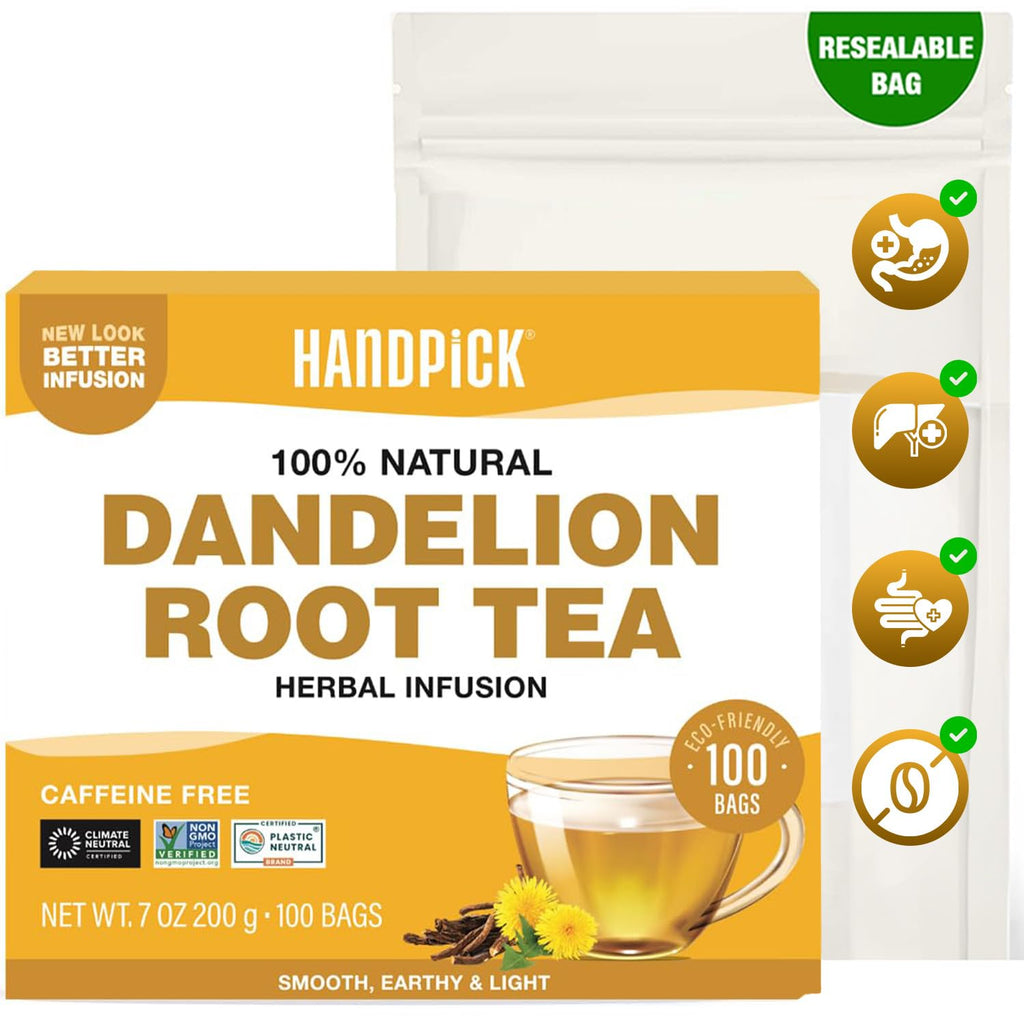 handpick dandelion root tea bags
