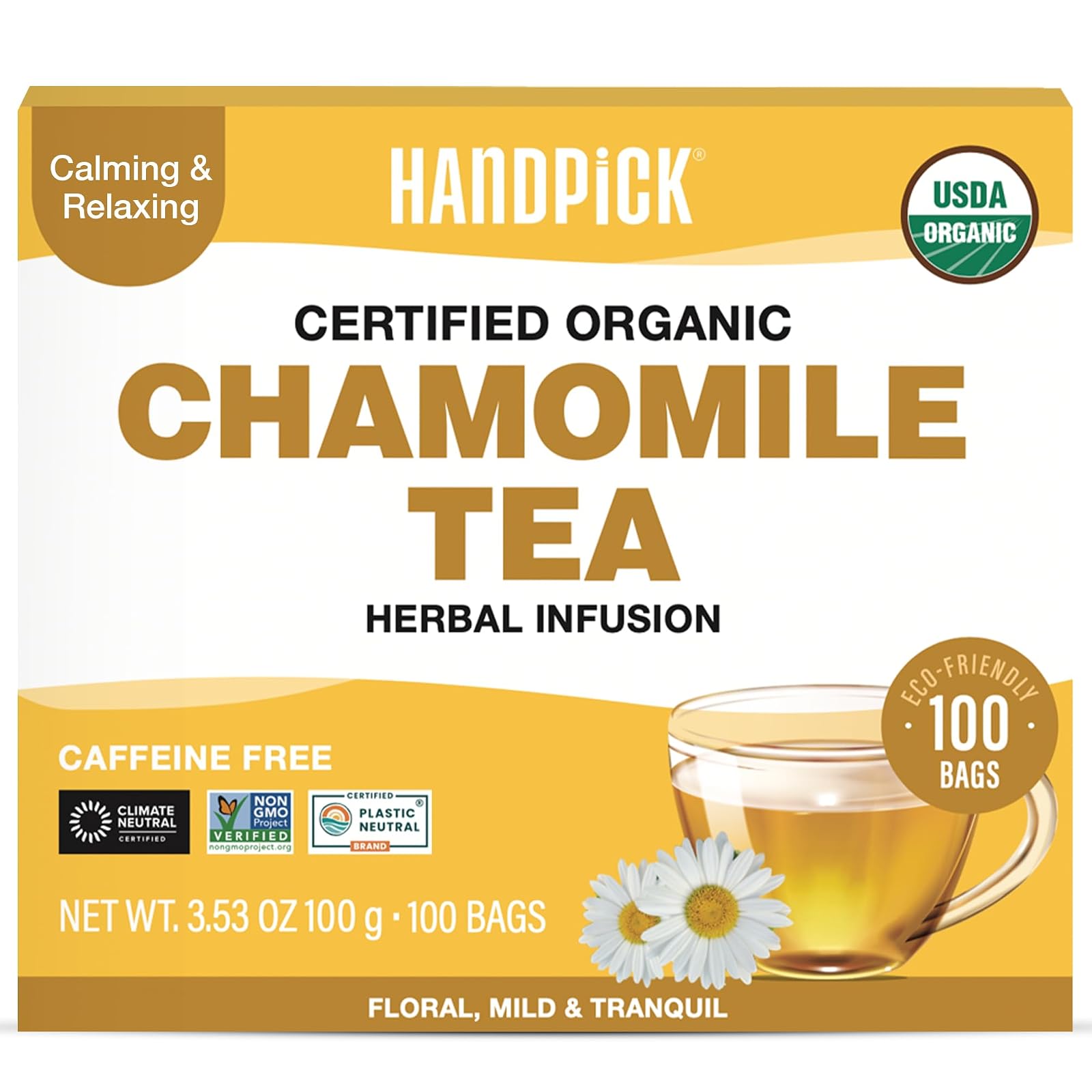 handpick organic chamomile tea bags