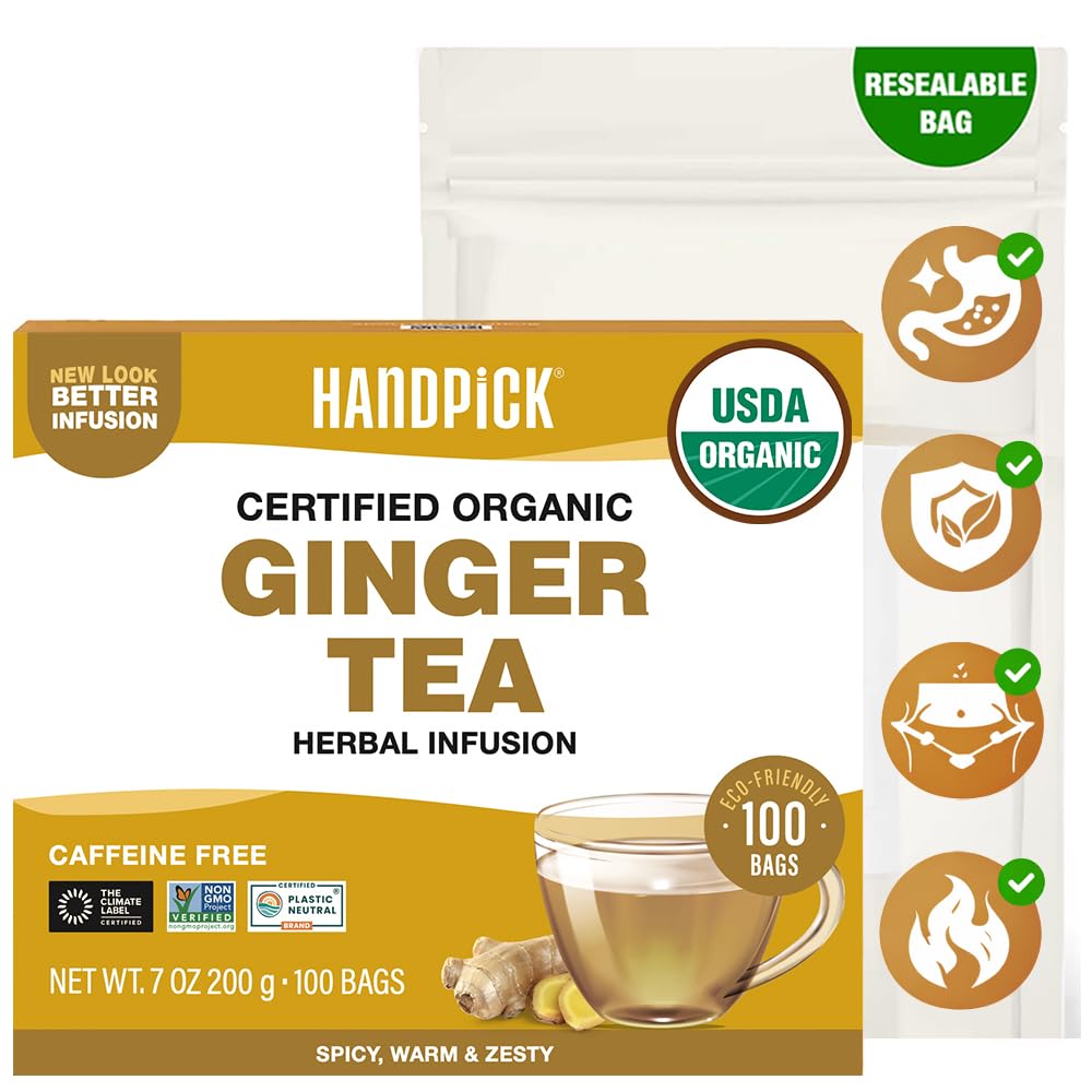 handpick organic ginger tea bags