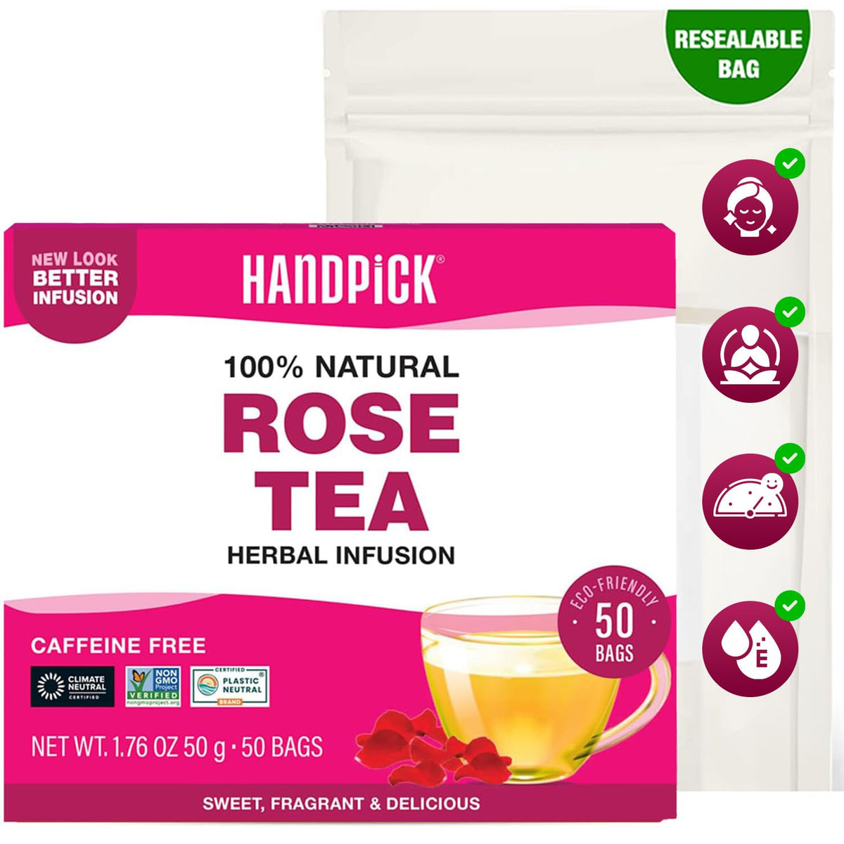 HANDPICK rose buds herbal tea bags