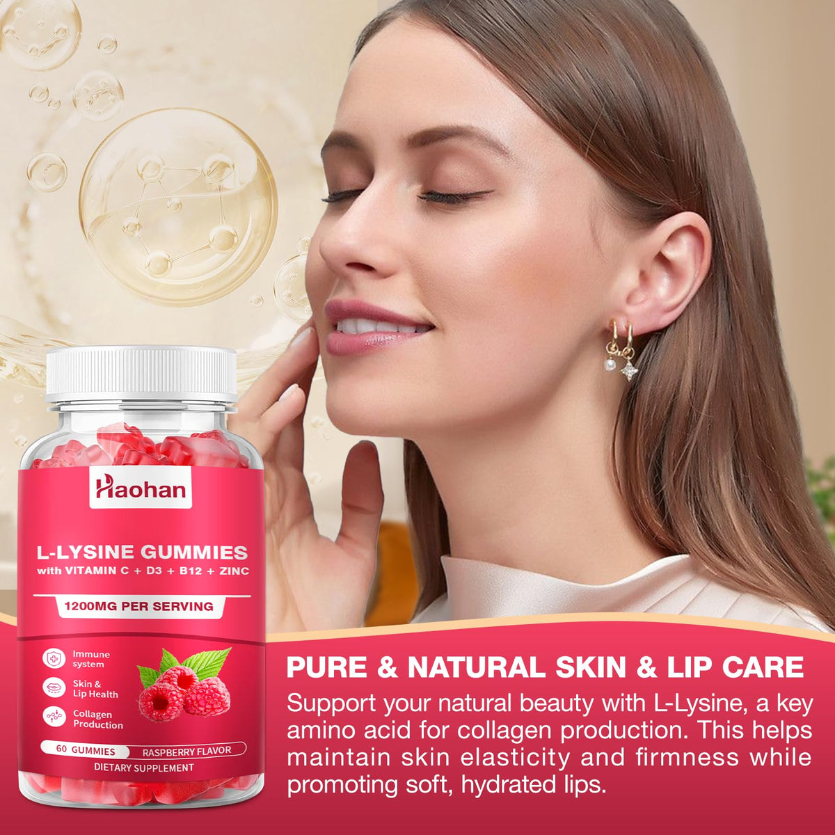 Haohan L-Lysine gummies for cold sore prevention