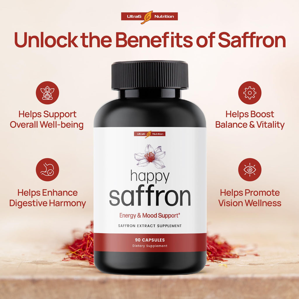 Happy Saffron 90 servings bottle