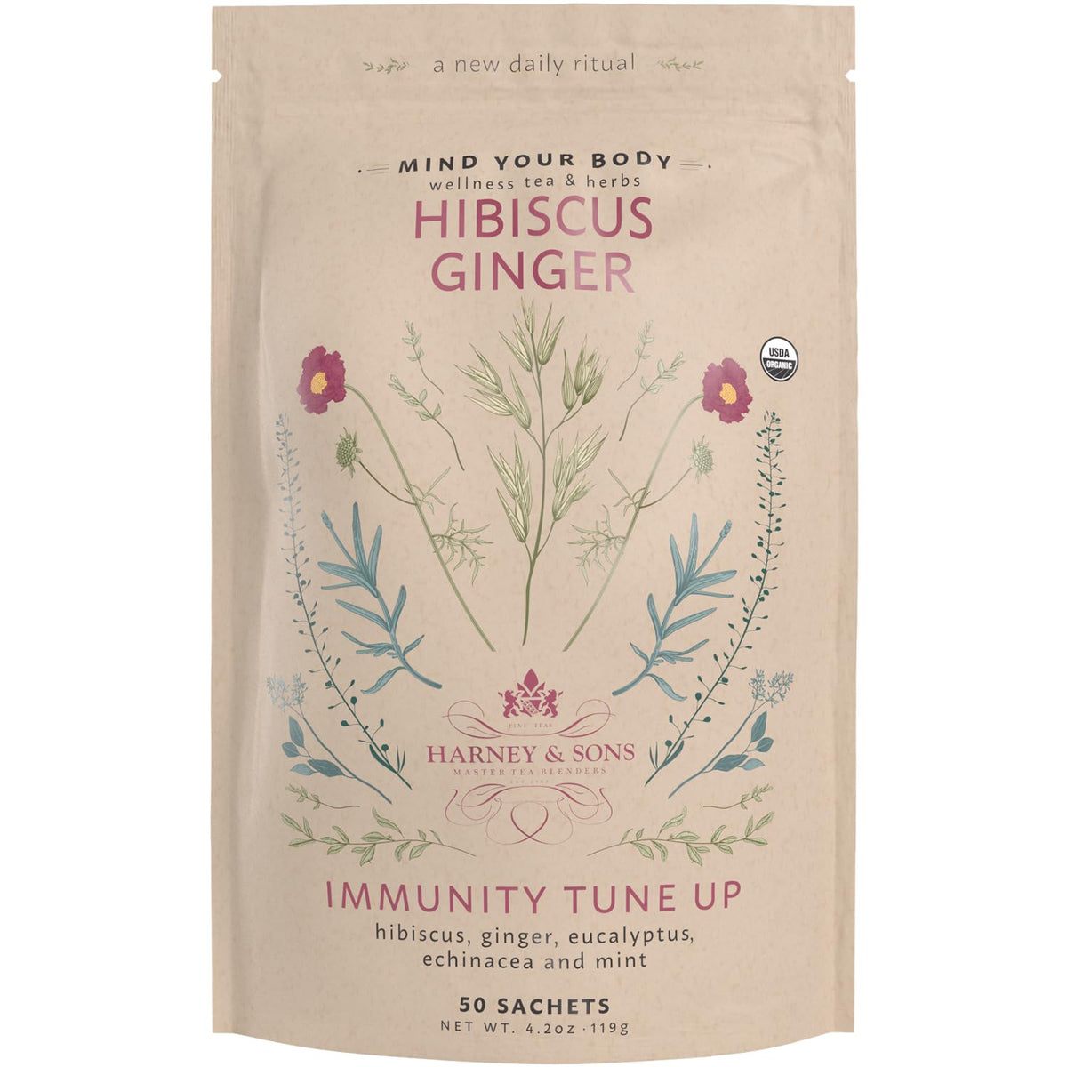 Harney & Sons Hibiscus Ginger tea sachets