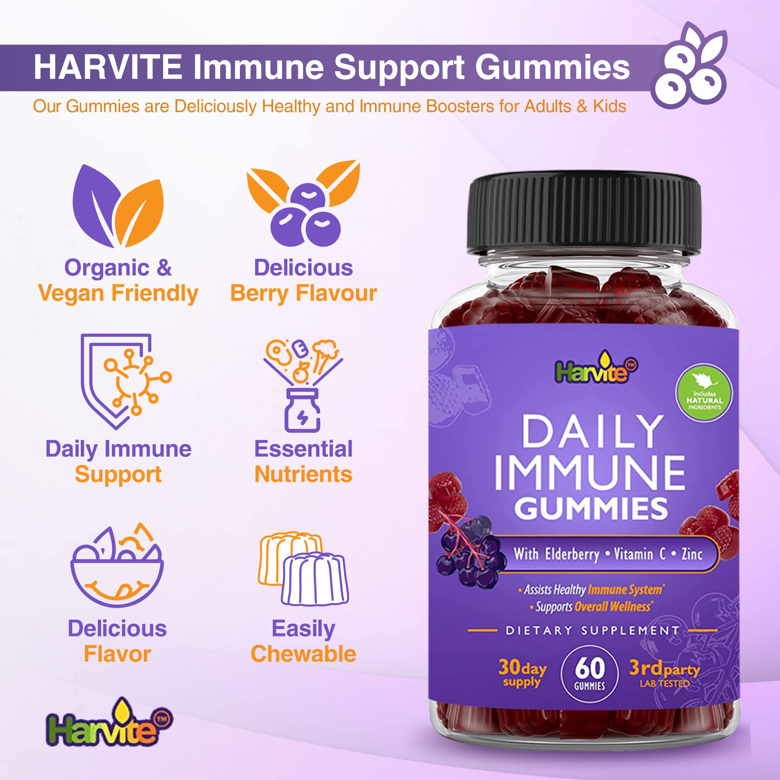 Harvite elderberry gummies for family health