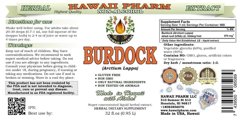 Hawaii Pharm burdock root benefits