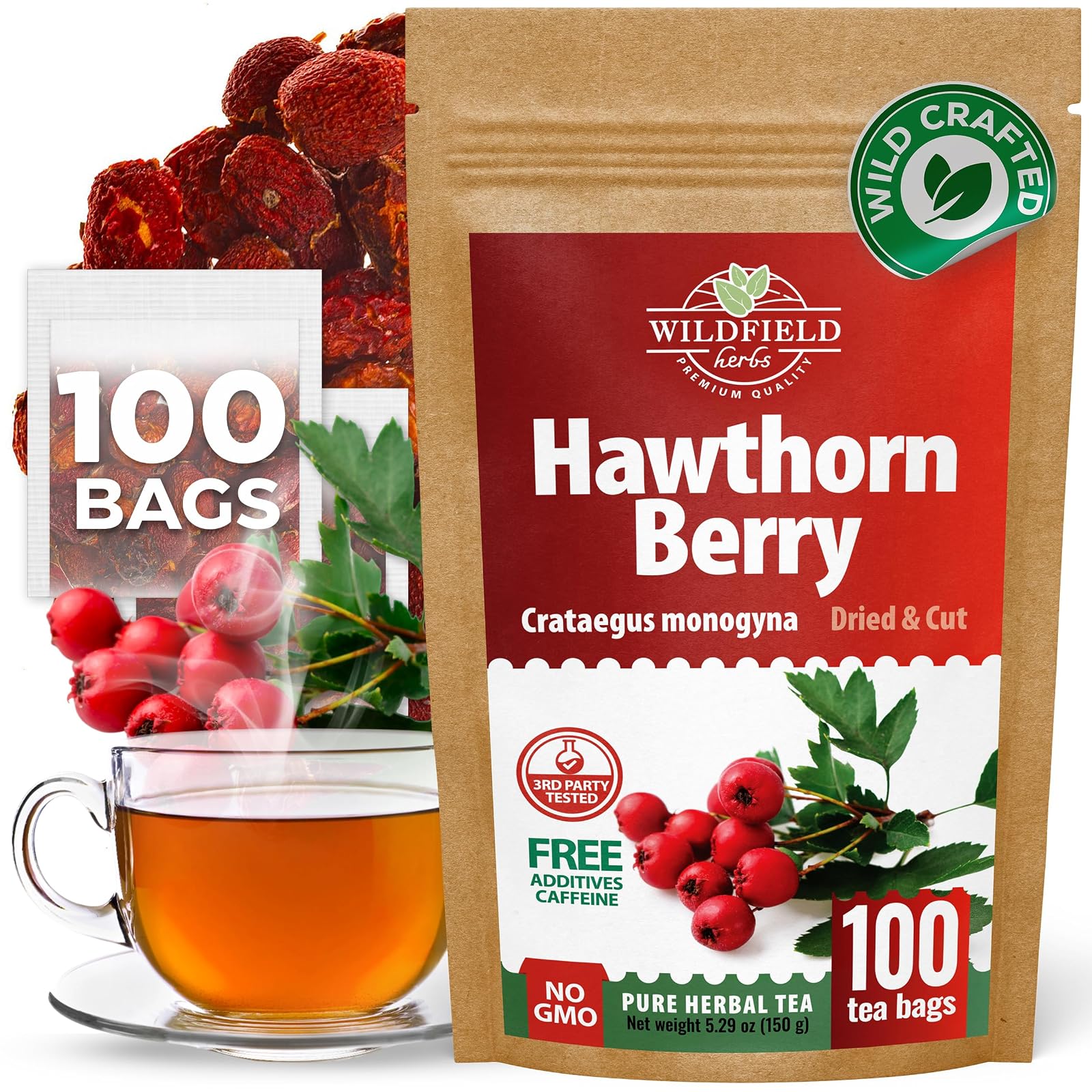 Hawthorn berry herbal tea bags