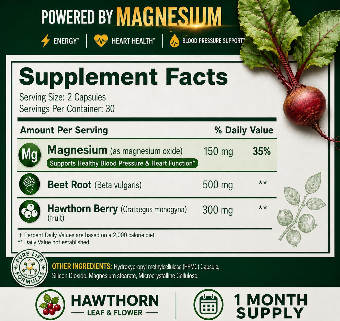 Hawthorn herbal supplement for heart health