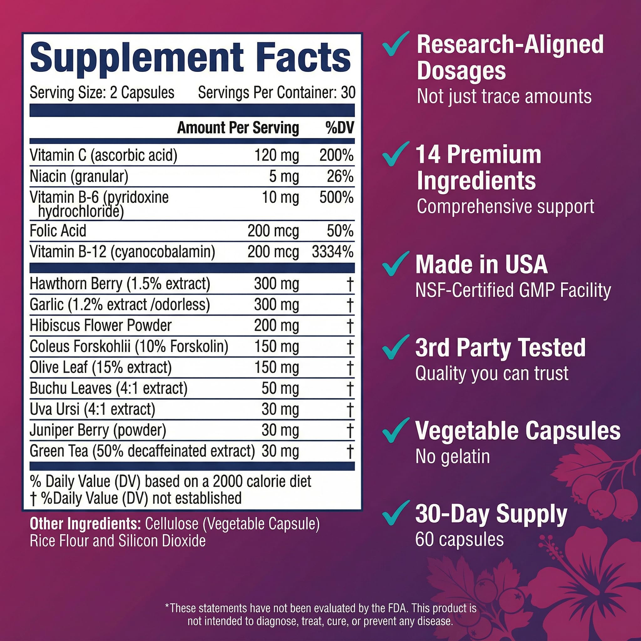 Hawthorn vitamins for daily wellness