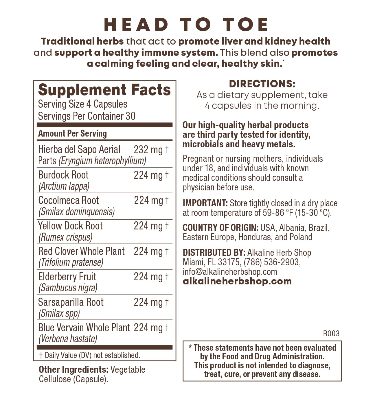 Head to Toe Supplement for daily wellness