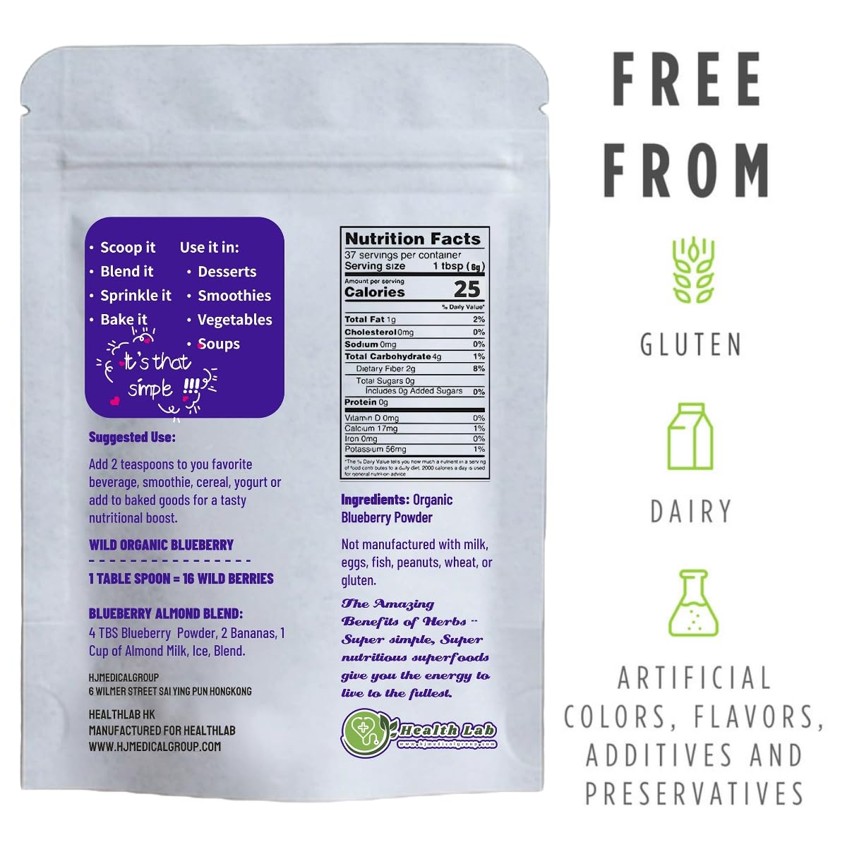health benefits of organic blueberry powder