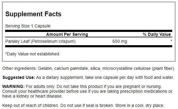 health benefits of parsley capsules