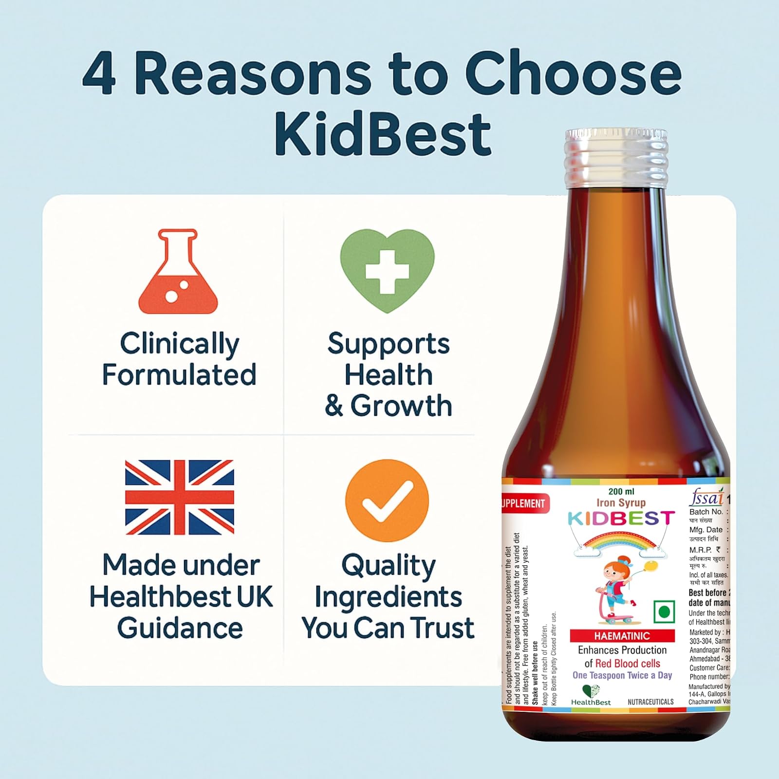 HealthBest iron supplement for active kids