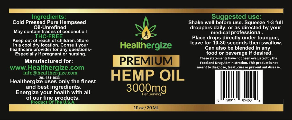 Healthergize hemp oil for healthy living