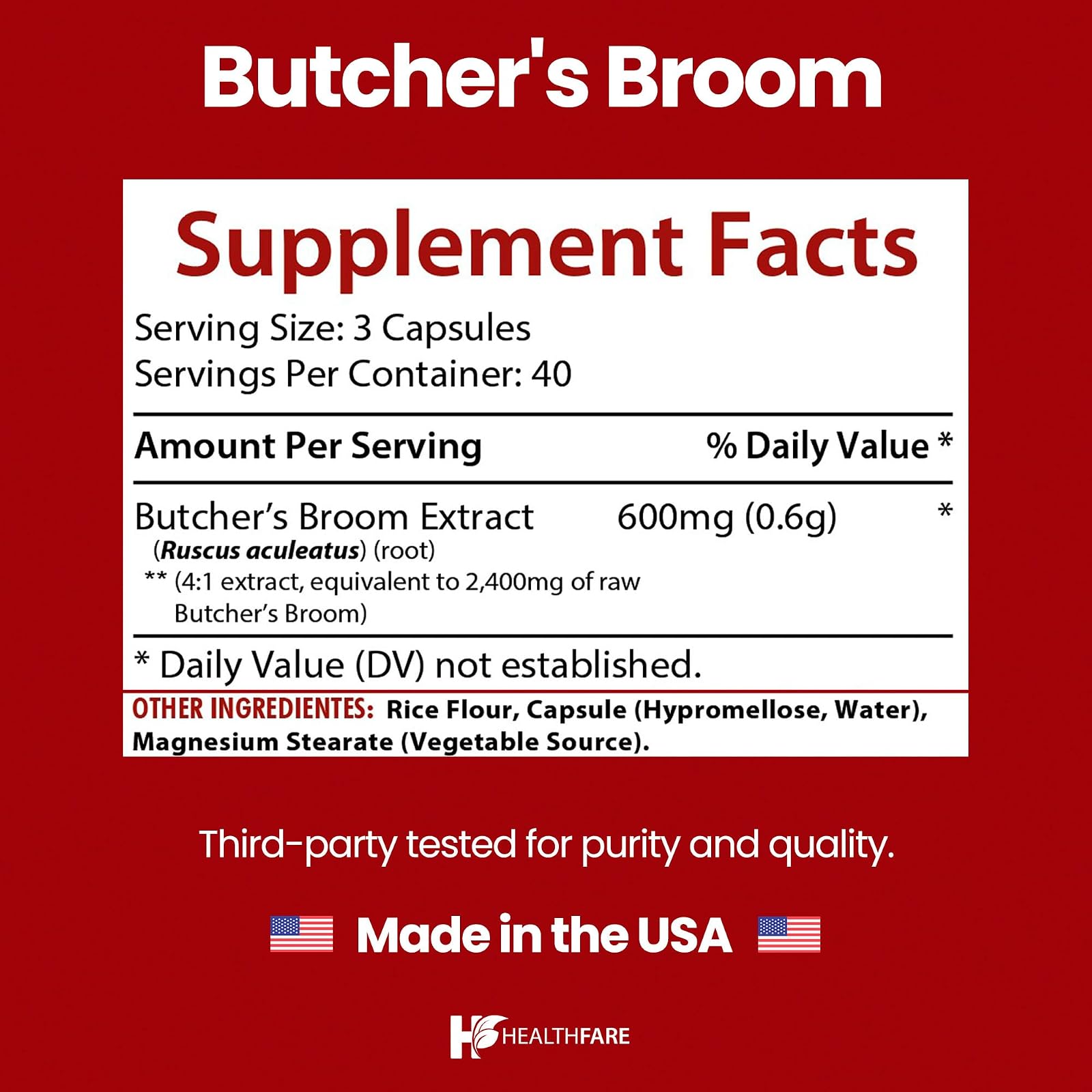 Healthfare Butchers Broom supports vein health