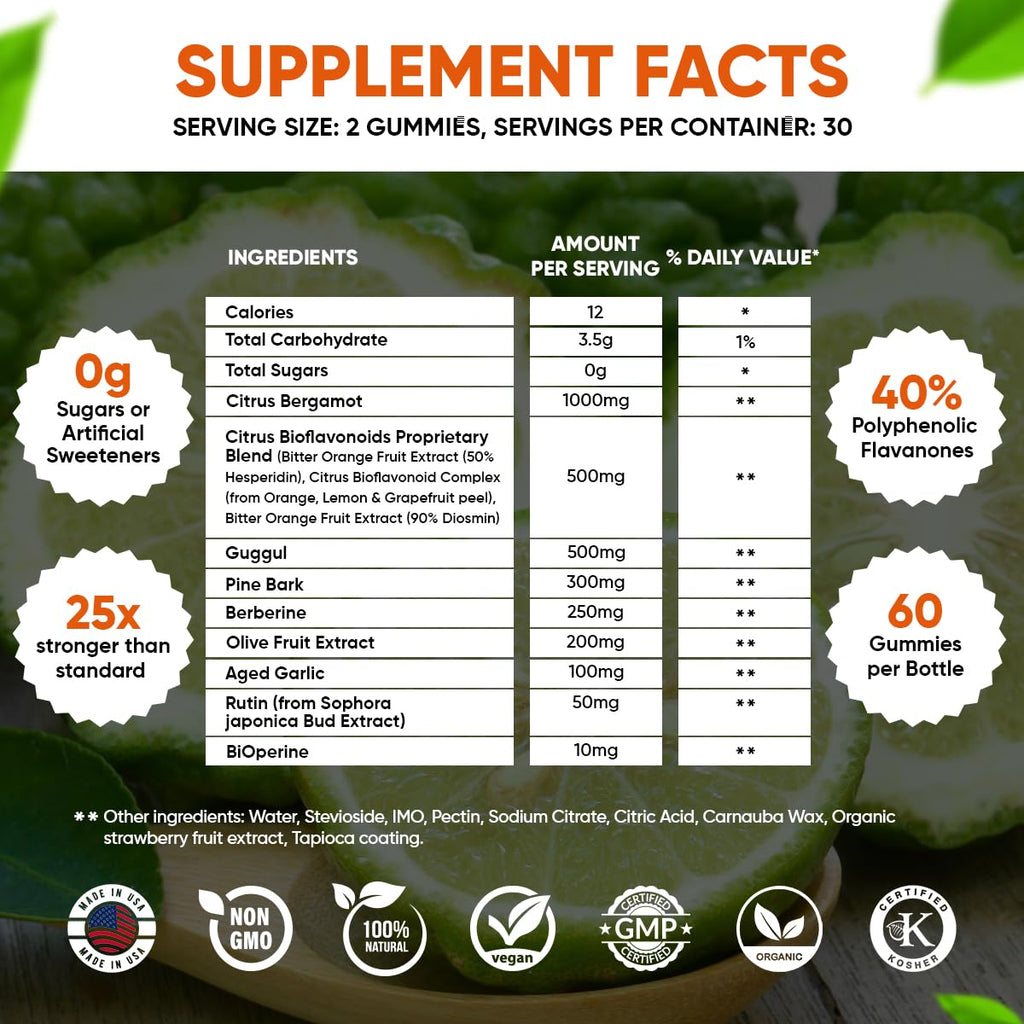 Healthy aging gummies with bergamot
