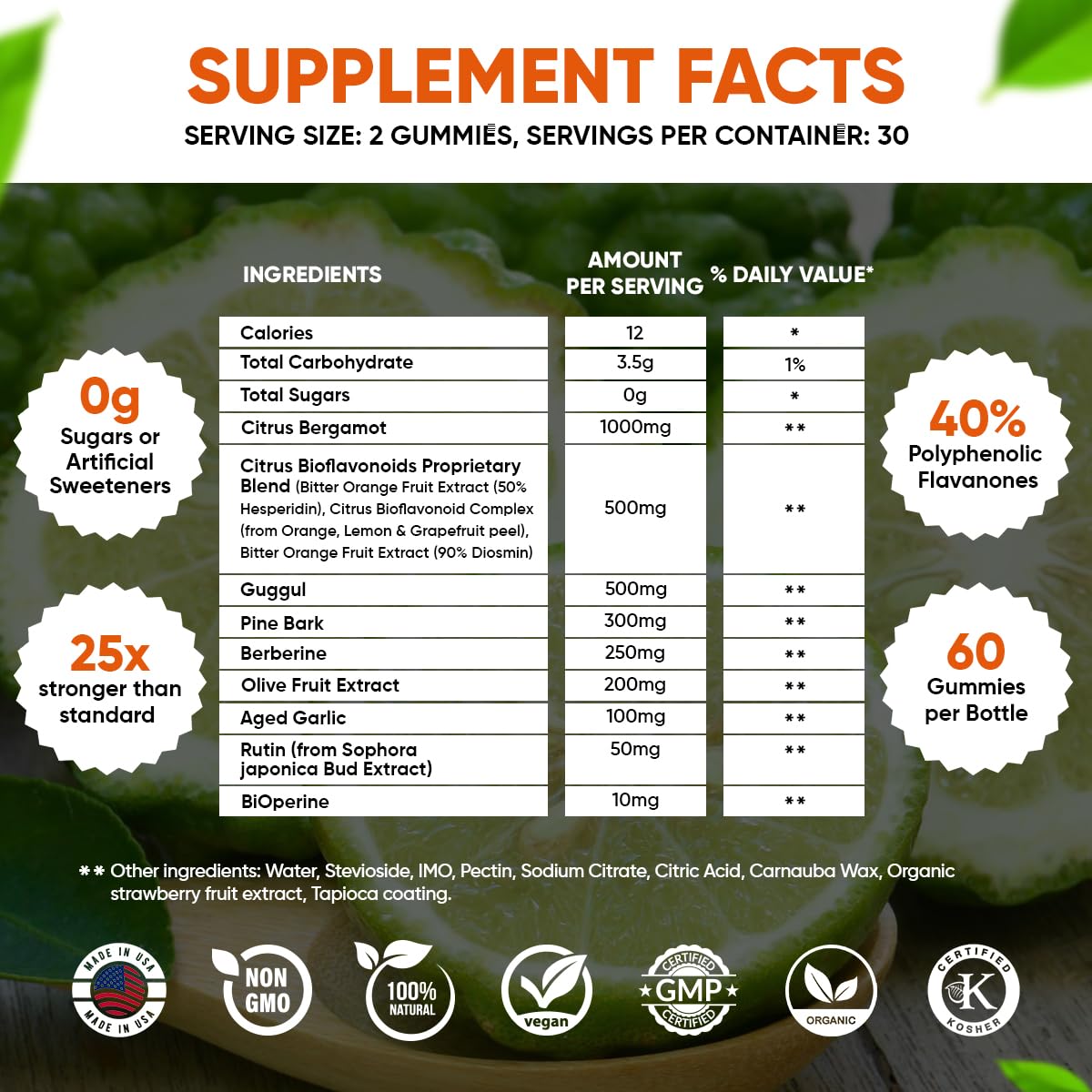 Healthy aging gummies with bergamot