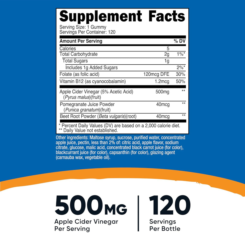 Healthy apple cider vinegar gummy supplements
