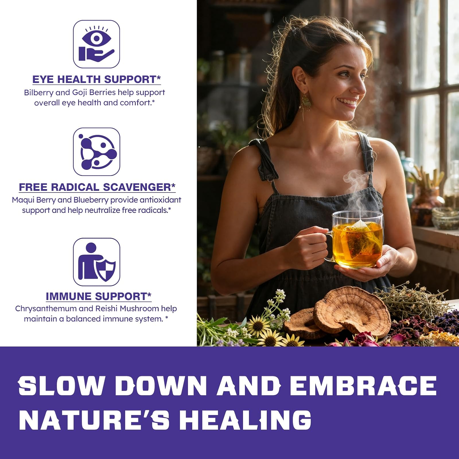 healthy bilberry herbal tea bags