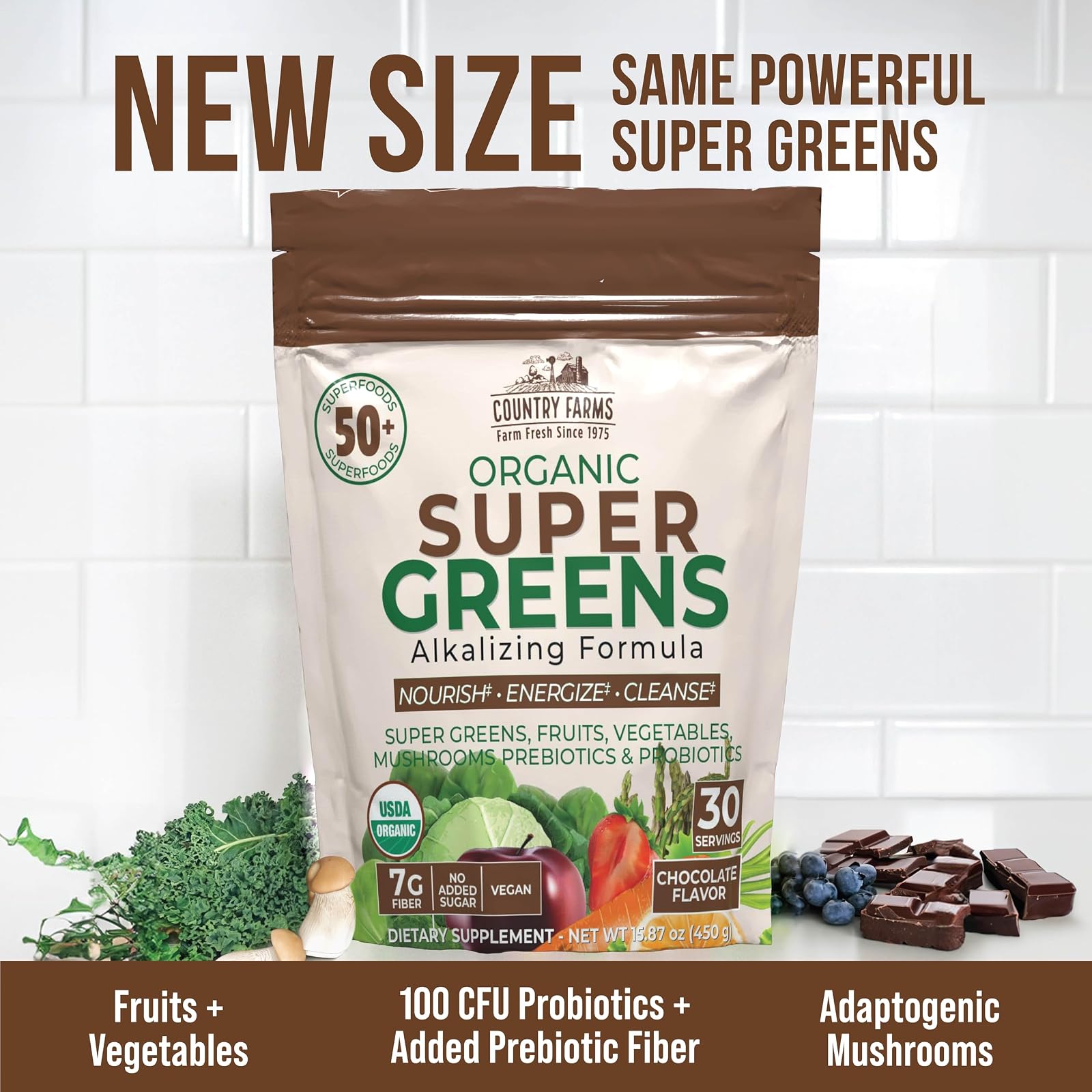 healthy chocolate flavour greens supplement