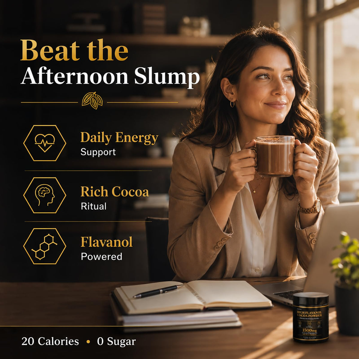 Healthy cocoa powder for energy boost