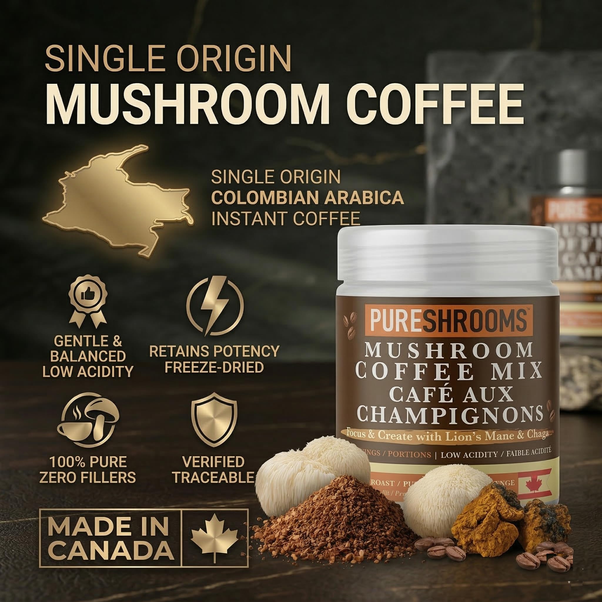 healthy coffee alternative with mushrooms