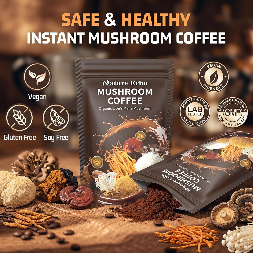 healthy coffee alternative with mushrooms