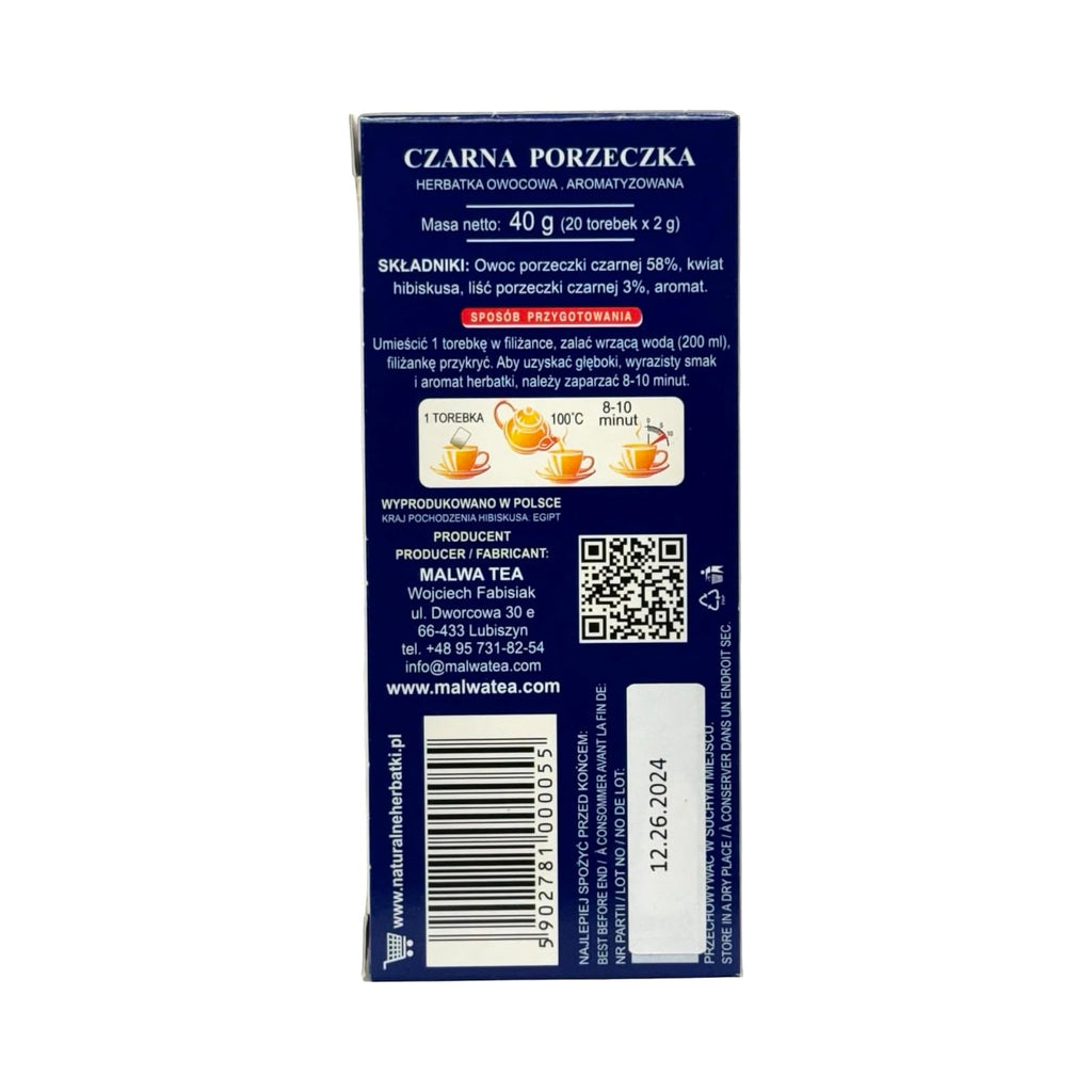 healthy herbal infusion with blackcurrant