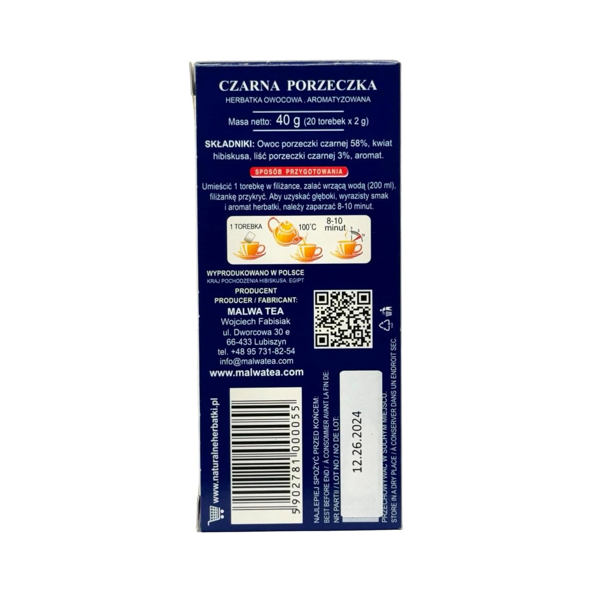 healthy herbal infusion with blackcurrant