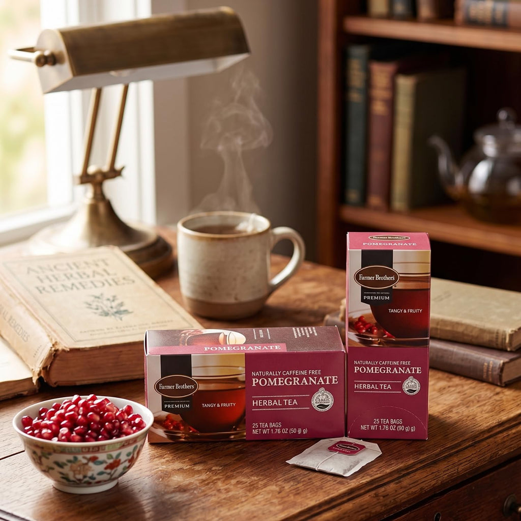Healthy herbal tea with pomegranate flavour
