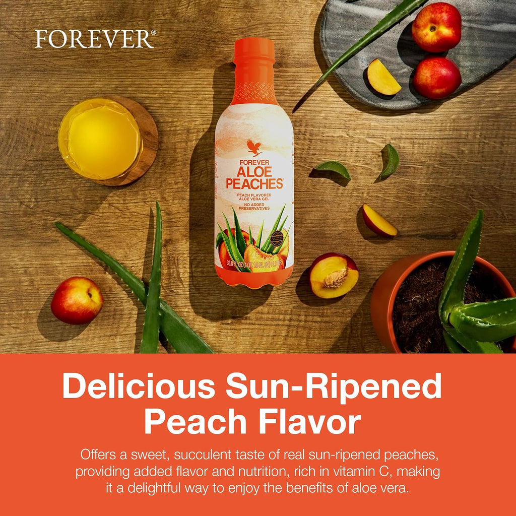 healthy hydration with aloe peaches