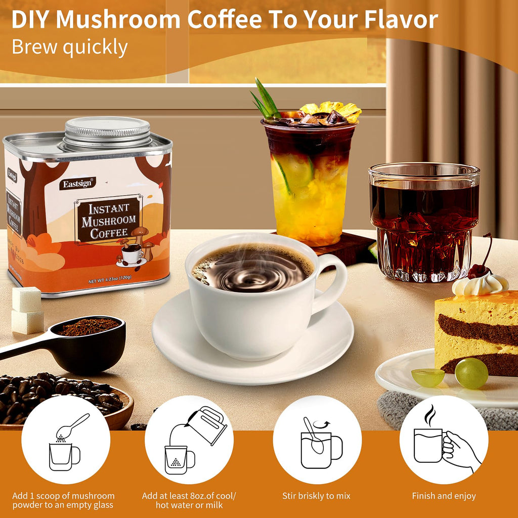 healthy instant coffee with mushrooms