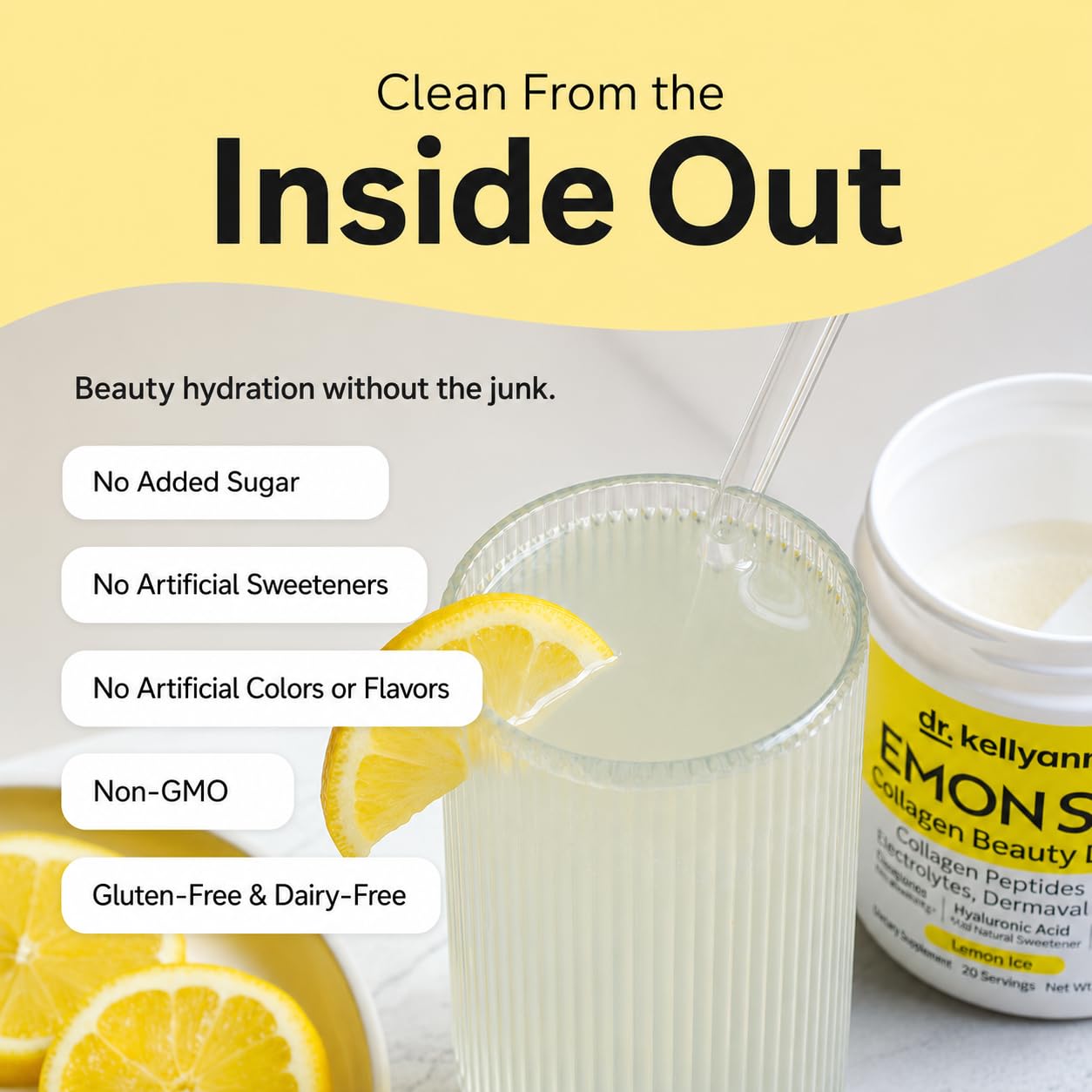 healthy lemon drink with collagen