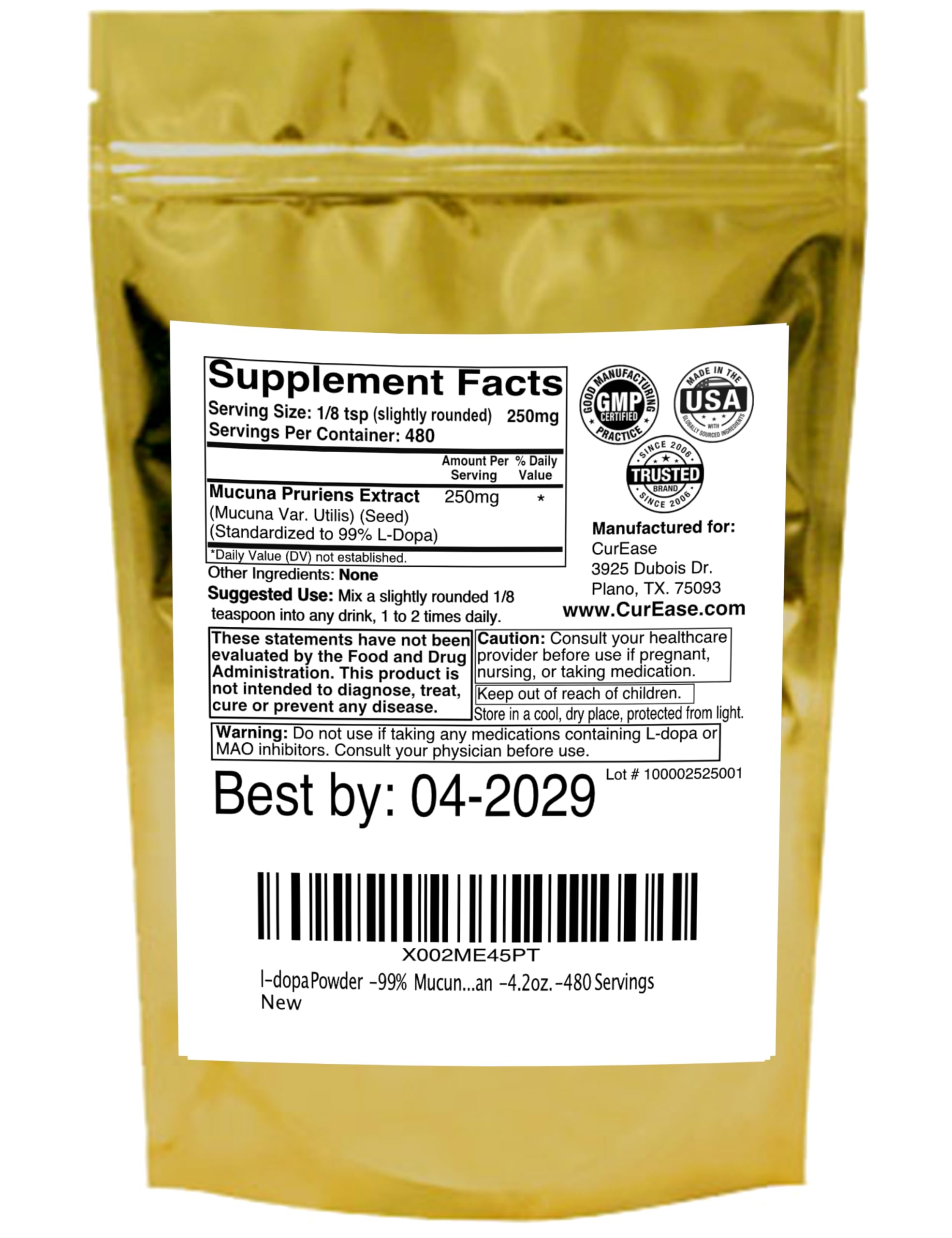 Healthy lifestyle with L-Dopa powder