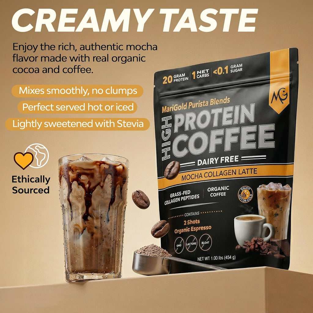 healthy mocha latte with collagen
