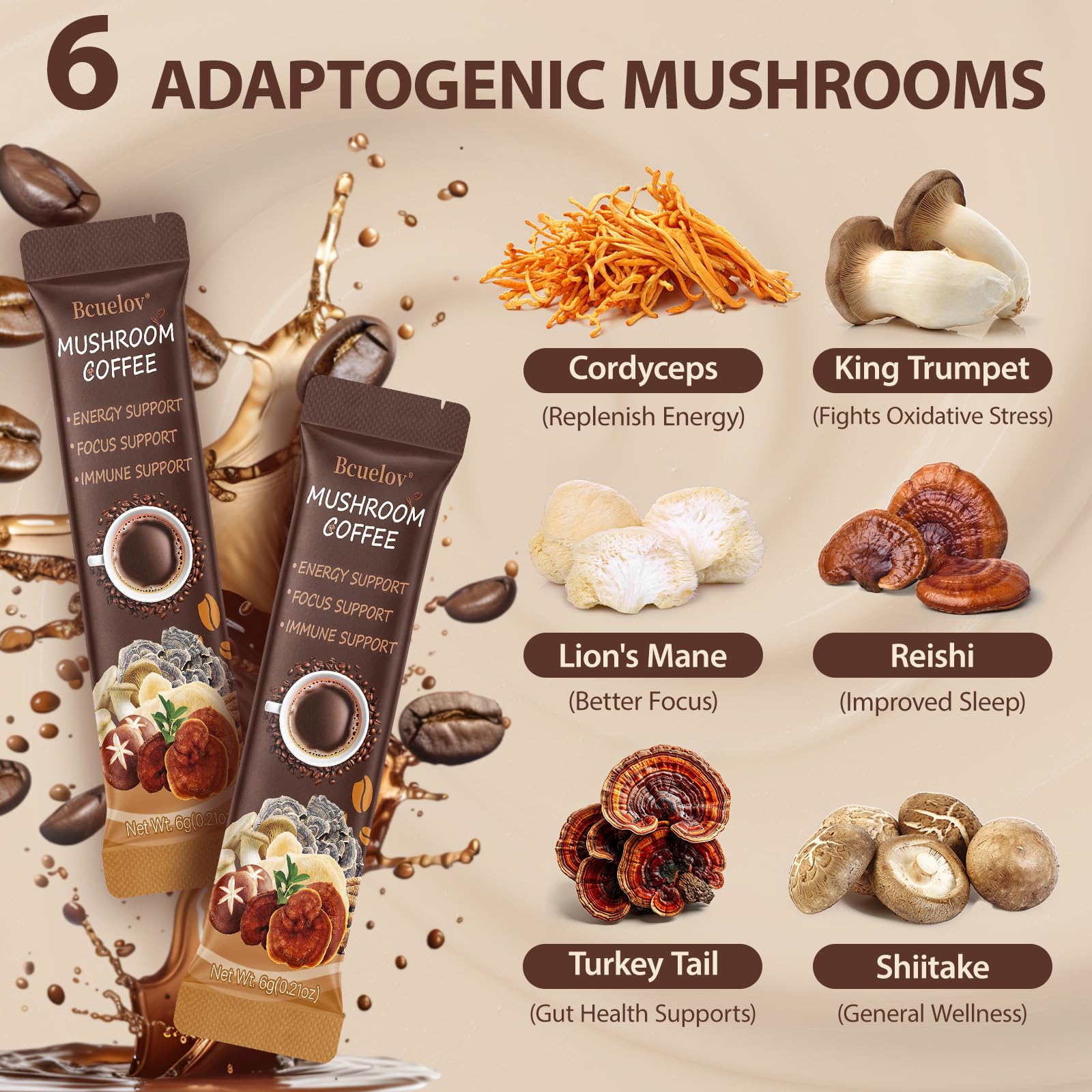 Healthy mushroom coffee for energy