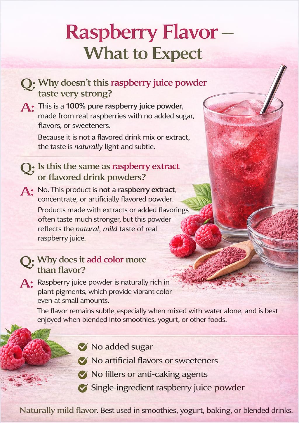 healthy smoothie ingredient raspberry powder
