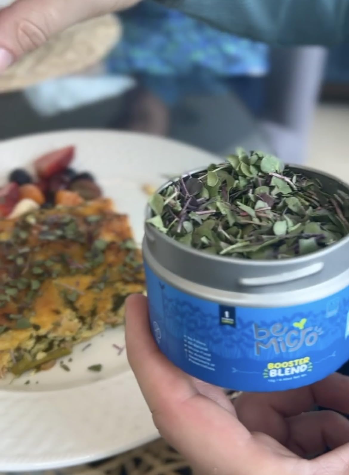 healthy smoothie ingredients with microgreens