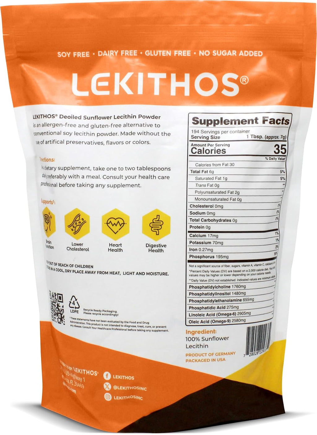Healthy sunflower lecithin supplement
