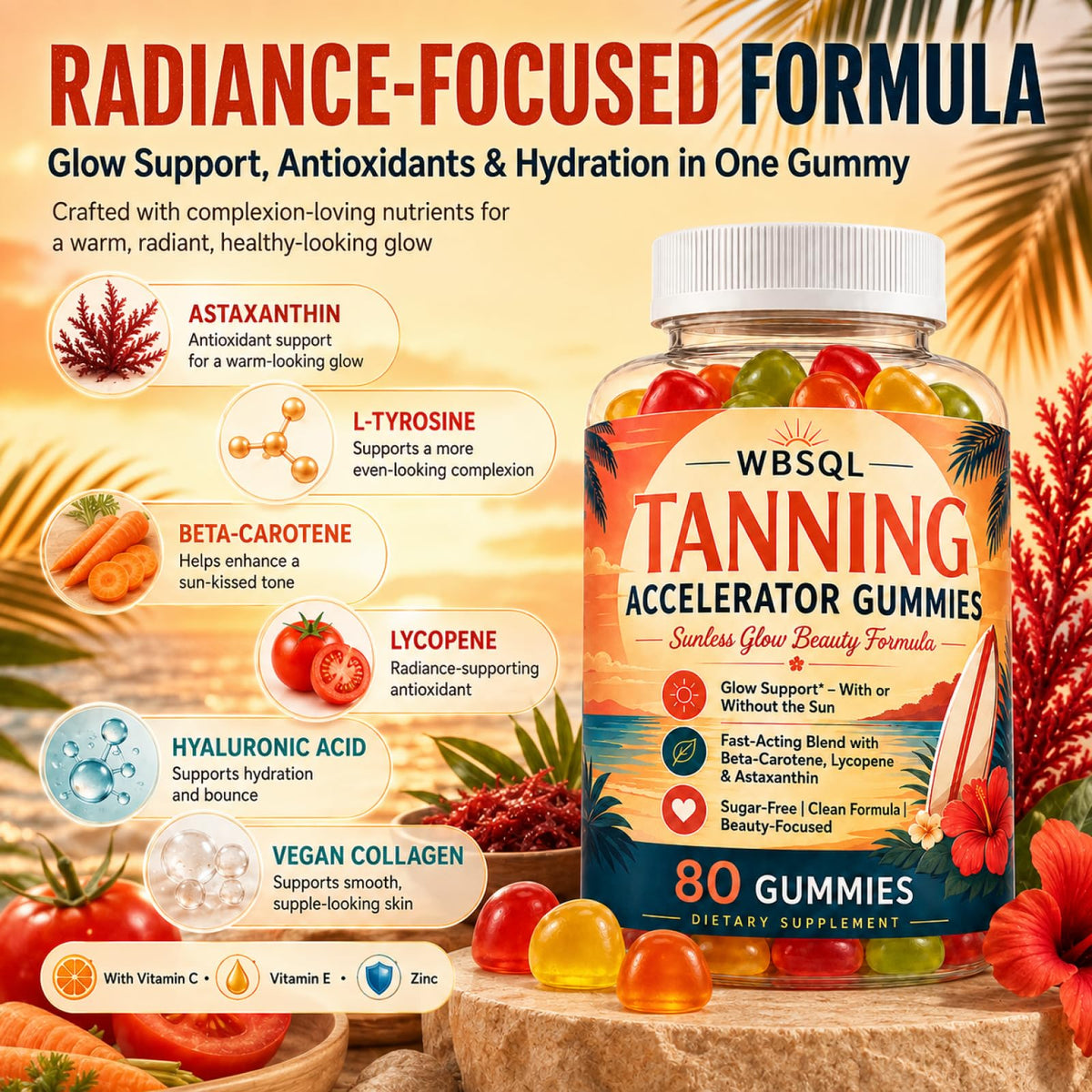 Healthy tanning solution in gummy form