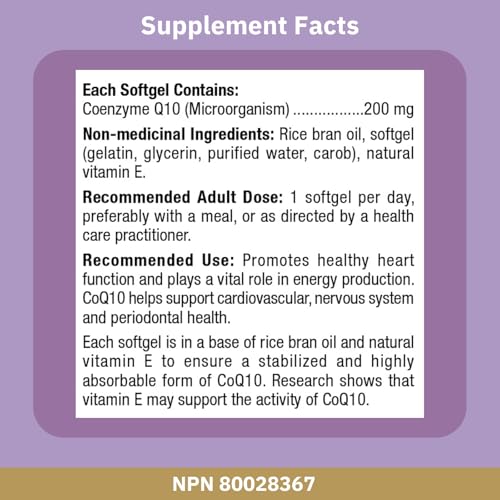 Heart health supplement CoQ10 softgels